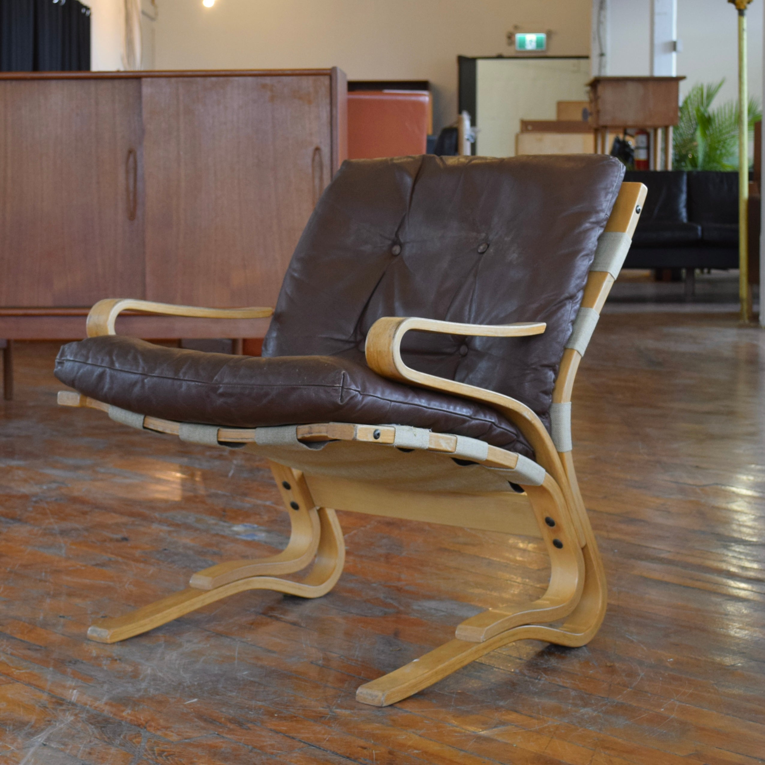 Bentwood & Leather Lounge Chair by Rykken & Co for Oddvin Rykken – Mid ...